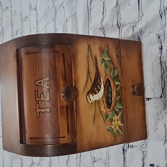 Hand made | Kitchen | Vintage Tea Wooden Storage Box Hand Painted ...